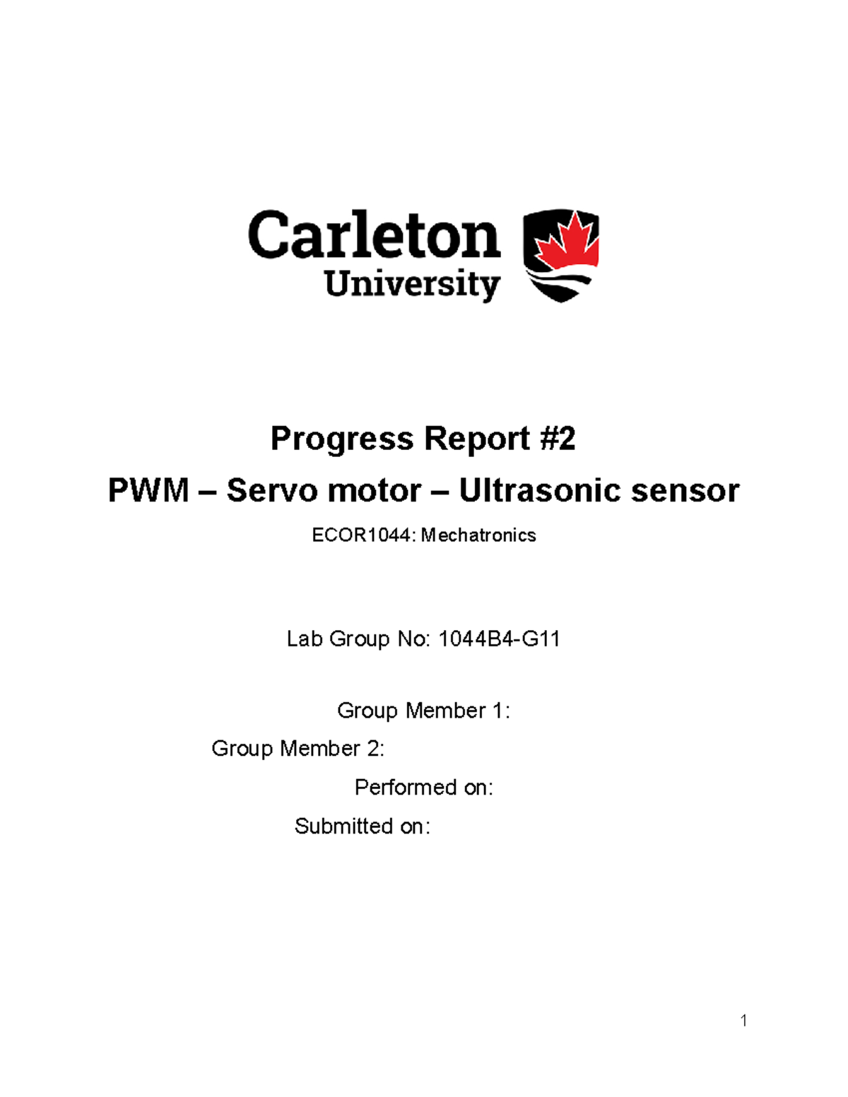 ECOR1044 Lab 2: PWM Control of Servo Motor & Ultrasonic Sensor - Studocu