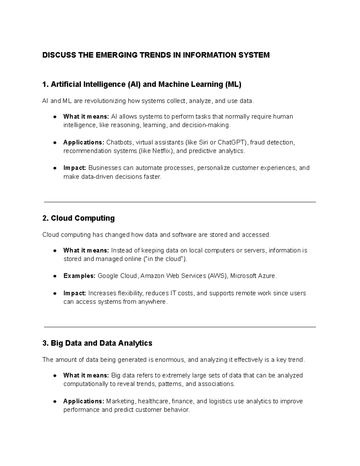 Emerging Trends in Information Systems: AI, Cloud, IoT & More (CSC6 ...
