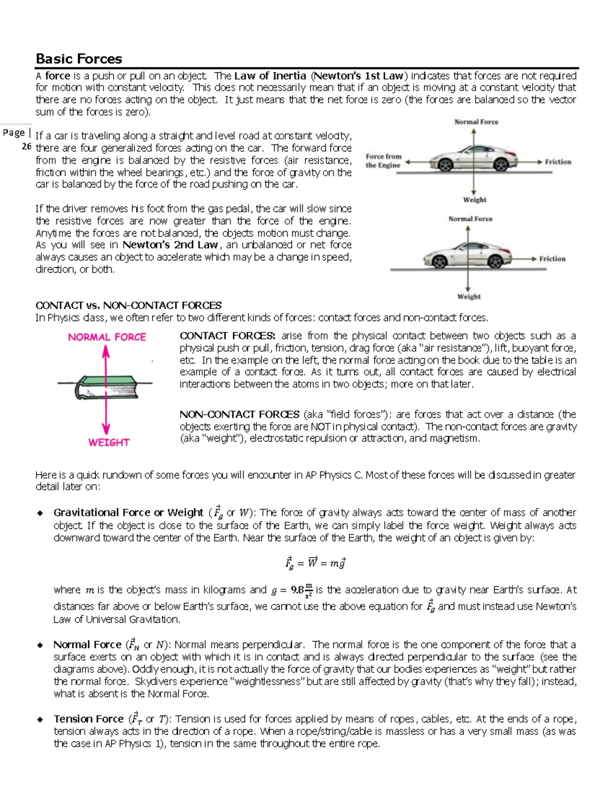 Mech 2-1: Newton's Laws and Basic Forces Overview - Studocu