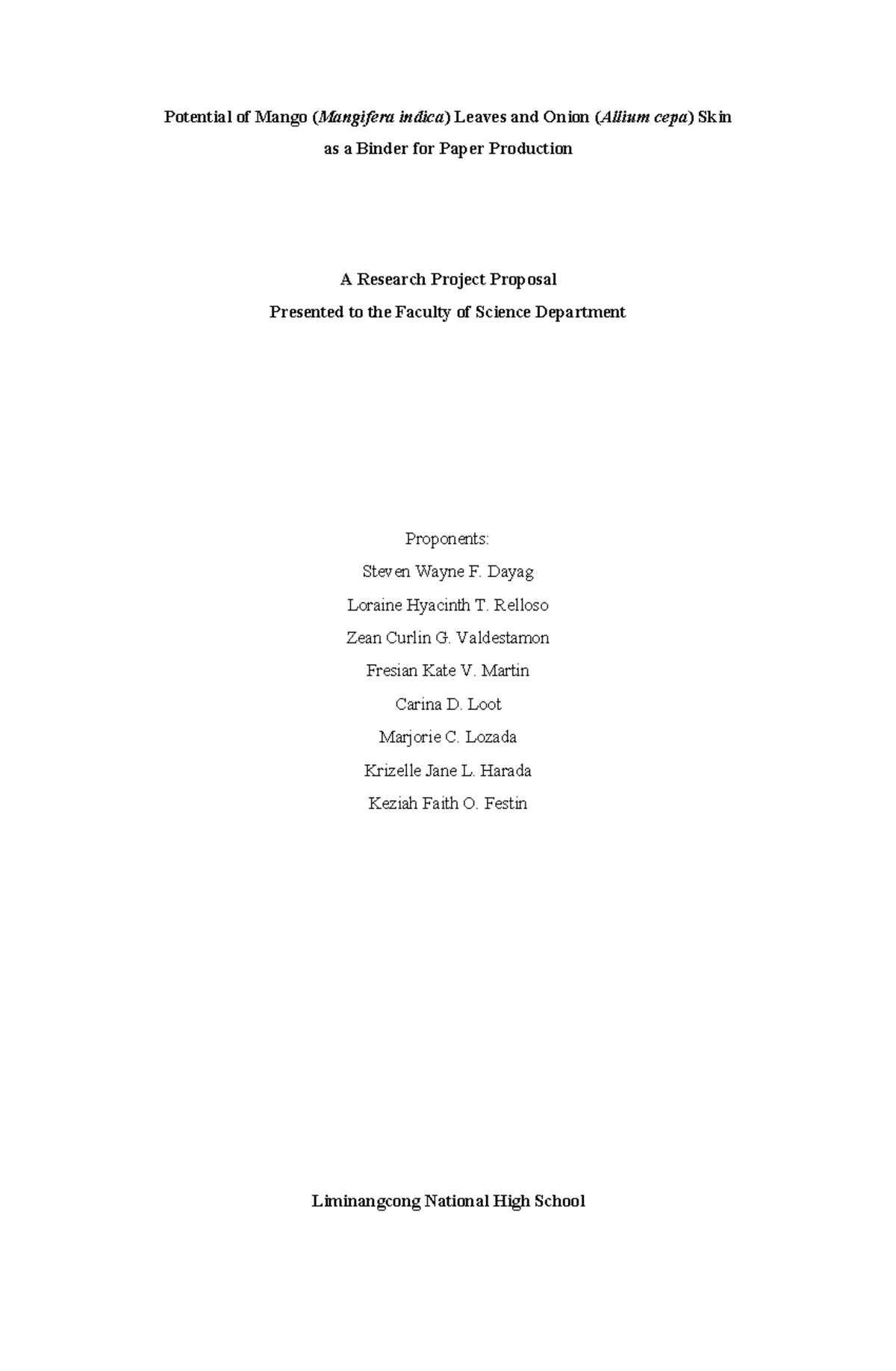 Research Proposal: Utilizing Mango Leaves & Onion Skin for Eco-Friendly ...