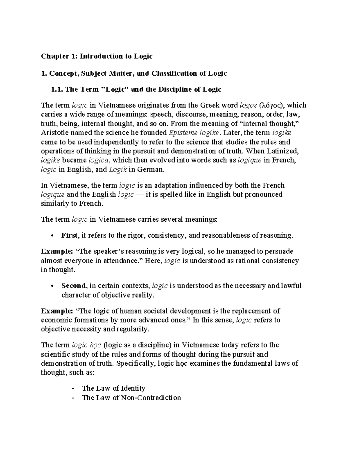 Chapter 1: Introduction to Logic - Concepts and Classifications (Logic ...