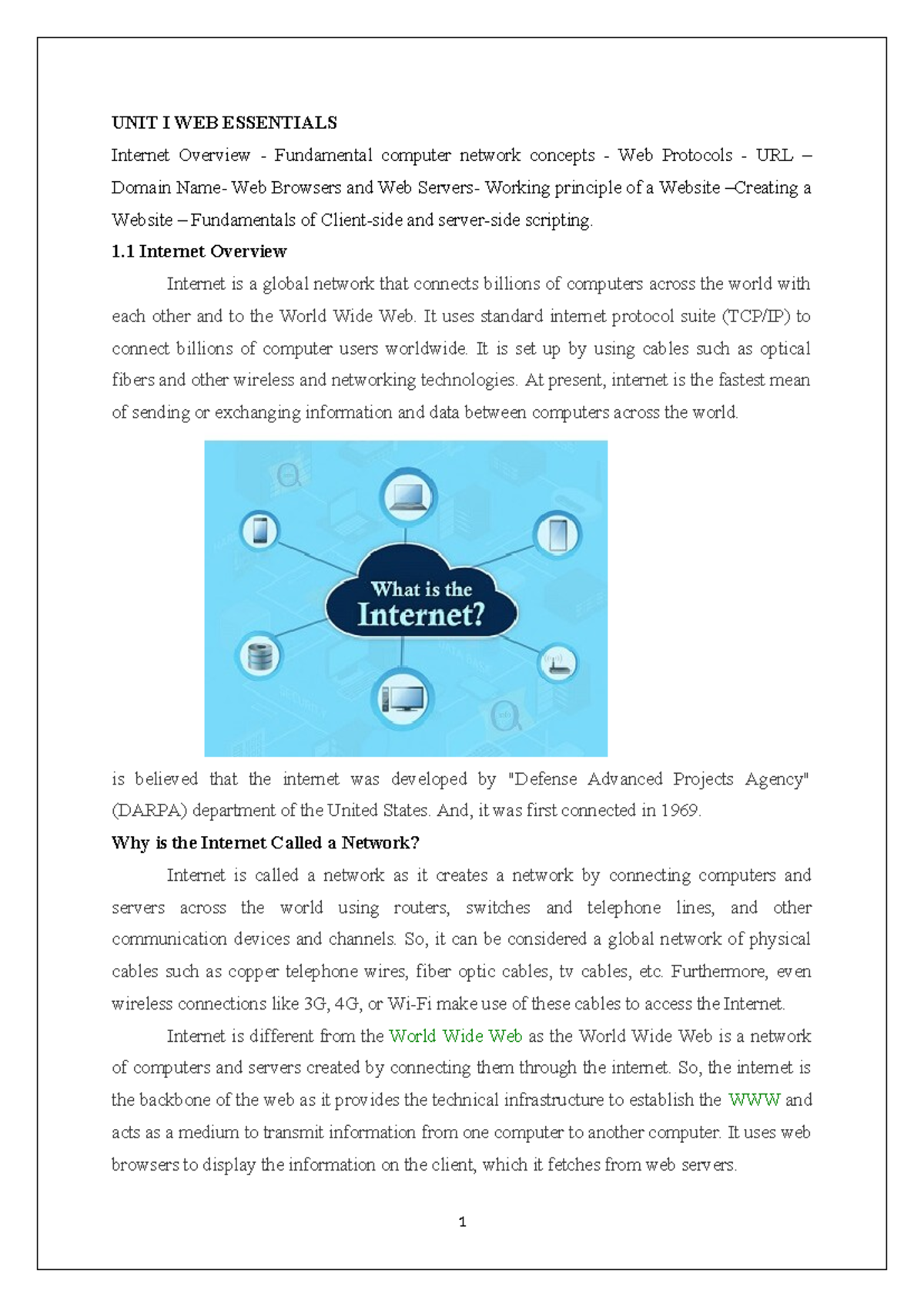 Unit 1 WT Notes: Web Essentials, Protocols, and Scripting Basics - Studocu