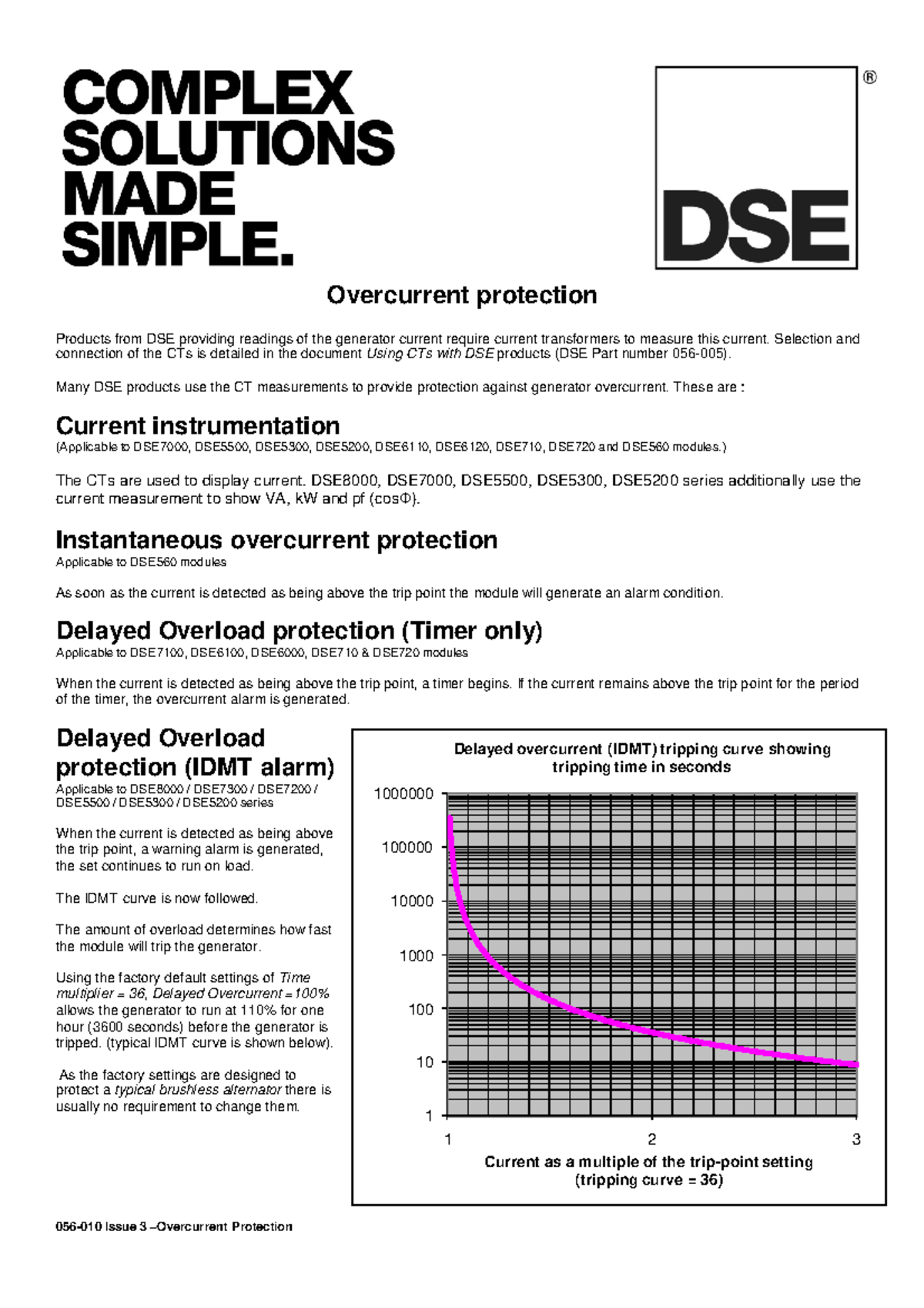 DSE 056-010 Overcurrent Protection: CT Selection & Application Guide ...