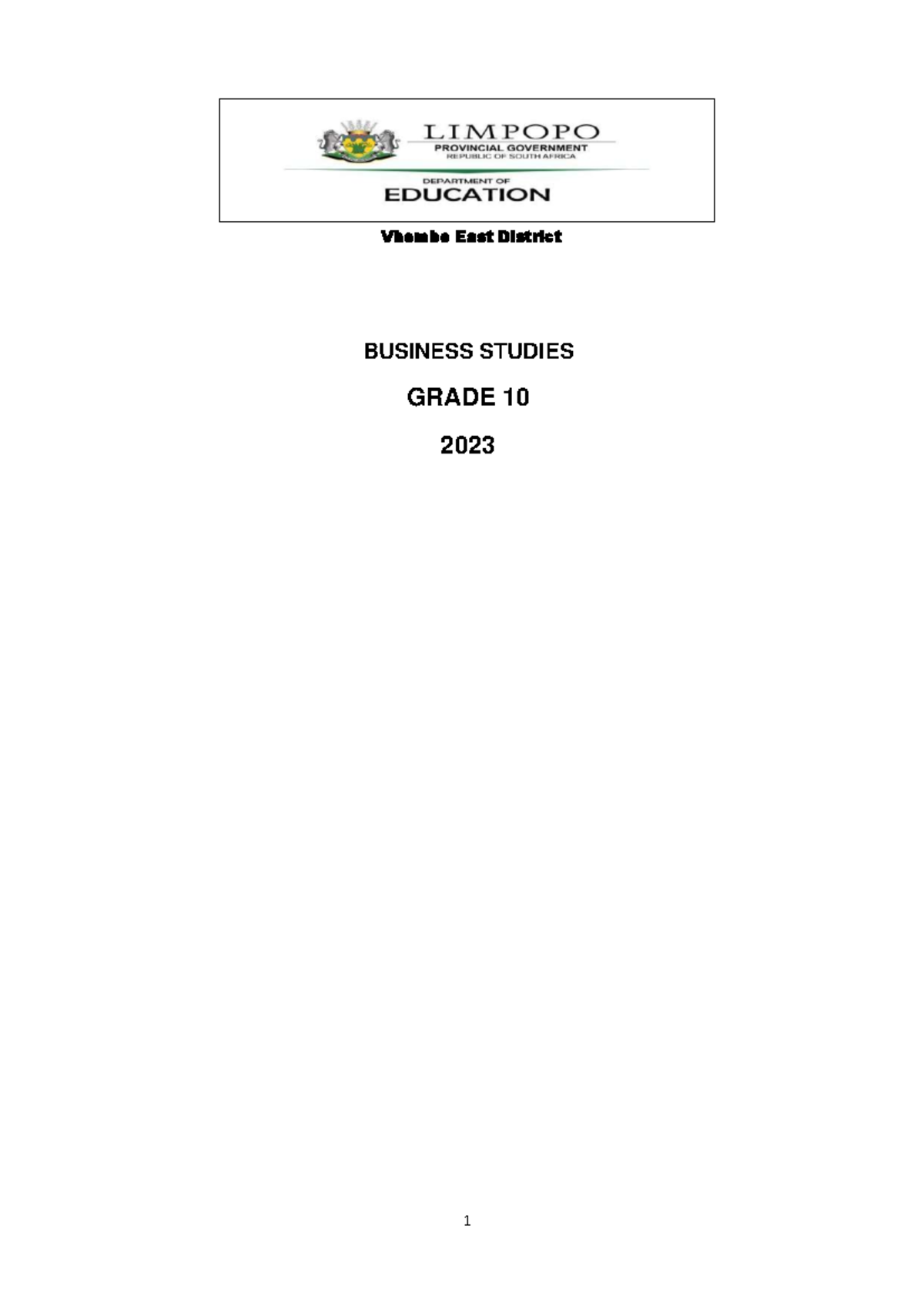 Business Studies Notes GRADE 10 (Limpopo) 2023: Comprehensive Overview ...