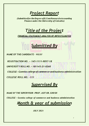 Project SEM 6 bcom cu - PROJECT REPORT (Submitted for the degree of B ...