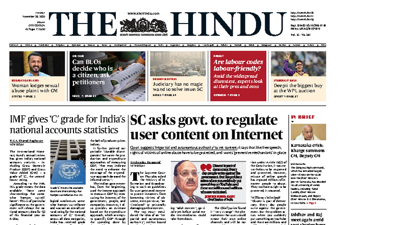 Title: "The Hindu: Daily News Analysis - November 28, 2025" - Studocu