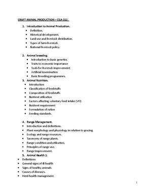 Animal Production Notes - ANIMAL PRODUCTION FOR CERTIFICATE CLASSES ...