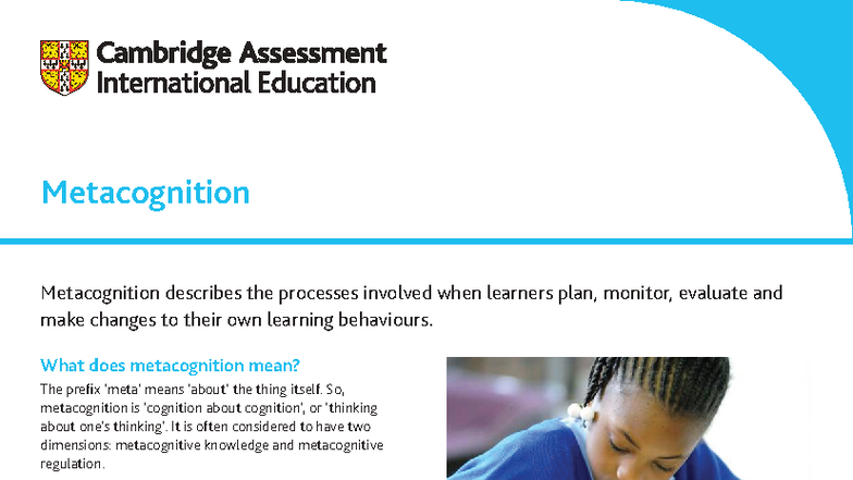 Metacognition: Understanding and Enhancing Learning Strategies (272307 ...