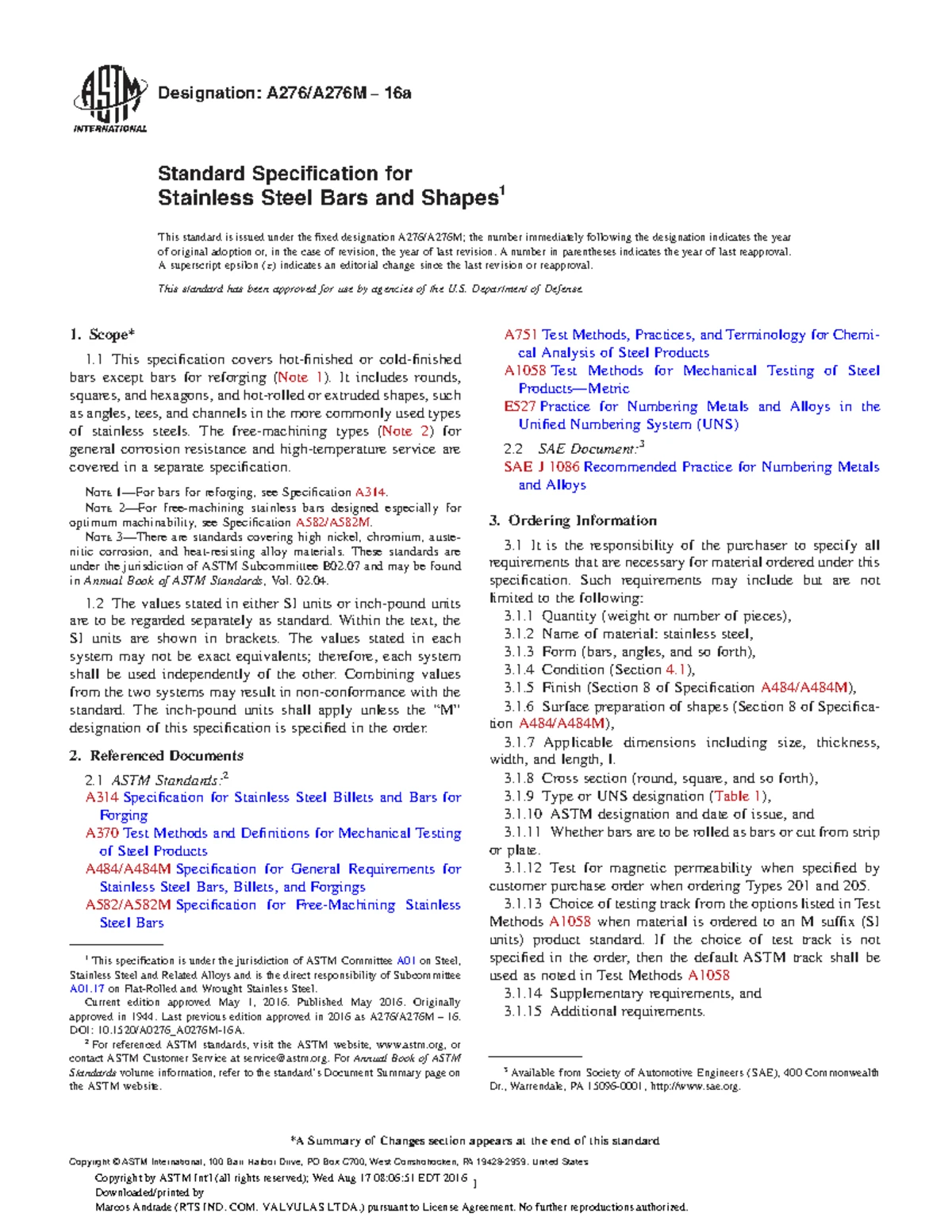 ASTM A 479M 01 Standard Specification for Stainless Steel Bars - Studocu