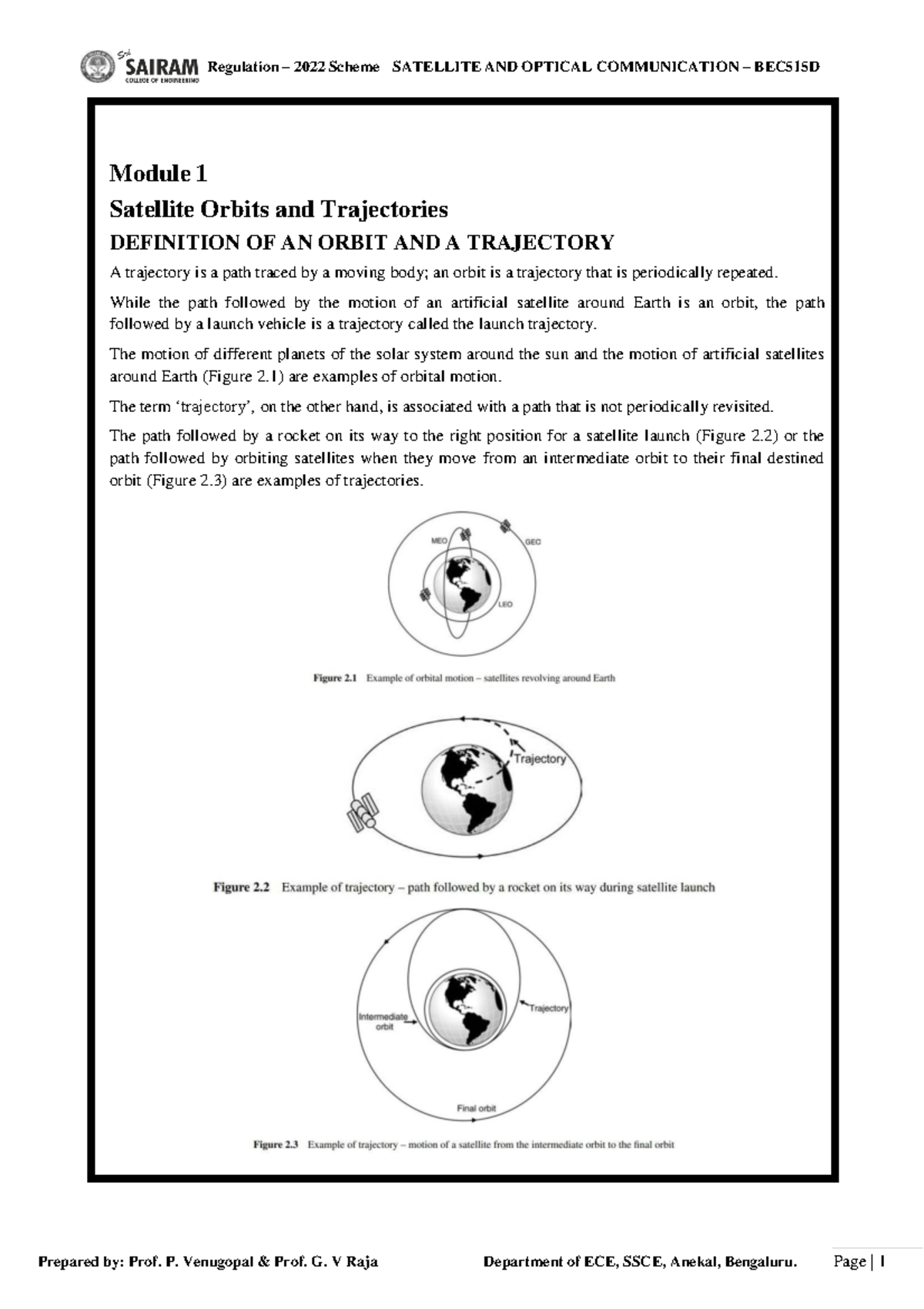BEC515D Module 1: Satellite Orbits & Trajectories Overview - Studocu