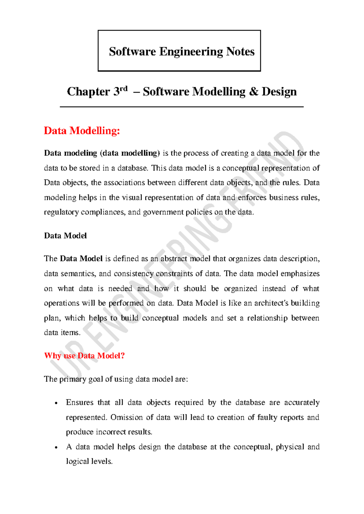 SEN Chapter 3 Notes: Data Modeling and Analysis in Software Engineering ...