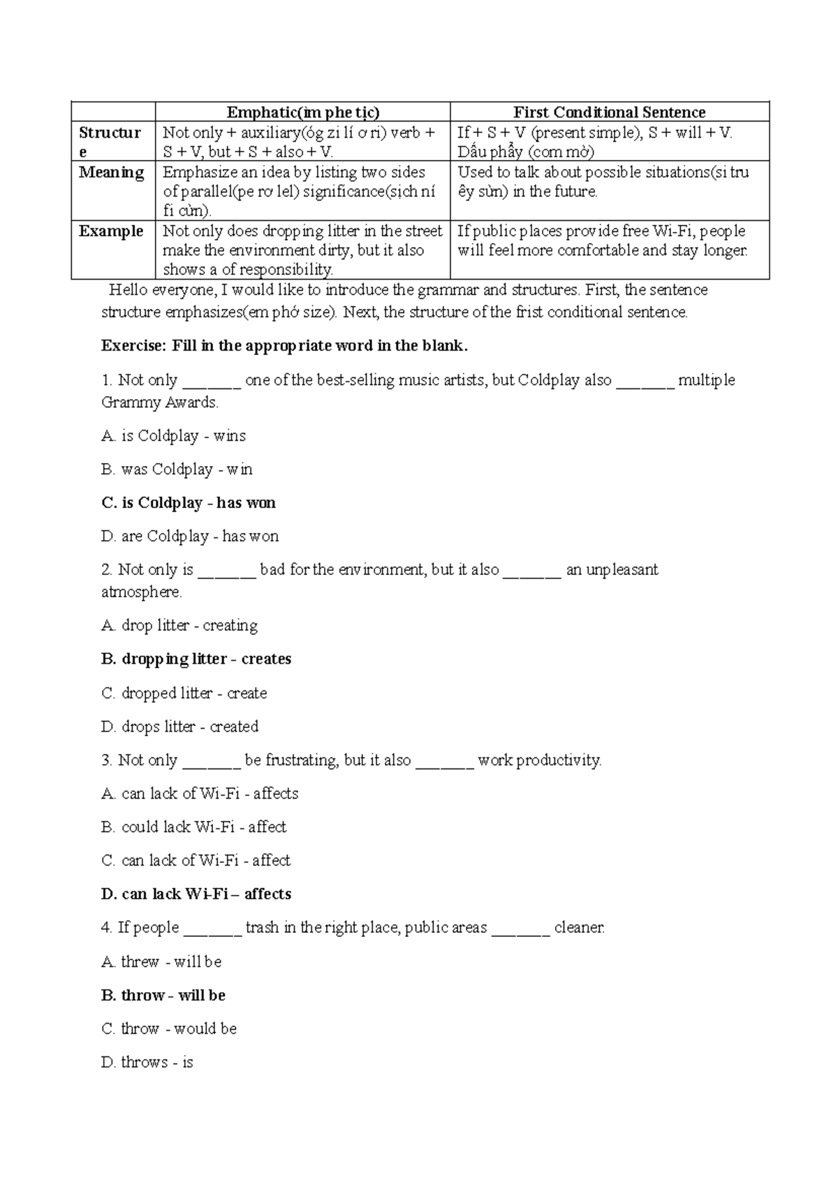 Grammar & Structures: Emphatic First Conditional Sentences (Hfjcncfkkg ...