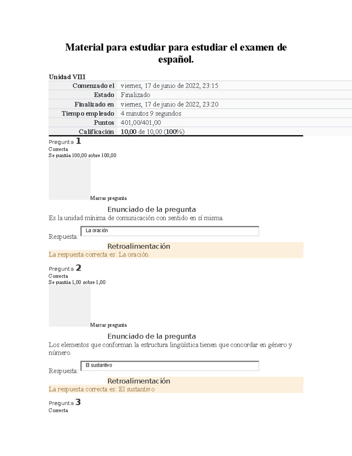 Material de Estudio para el Examen de Español - Unidad VIII - Studocu