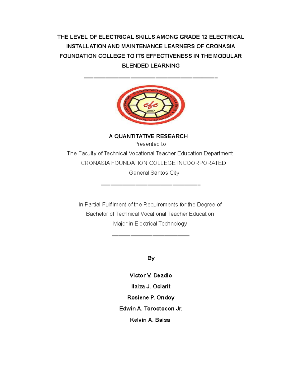 Deadios-edited-manuscript-1-1 - THE LEVEL OF ELECTRICAL SKILLS AMONG ...