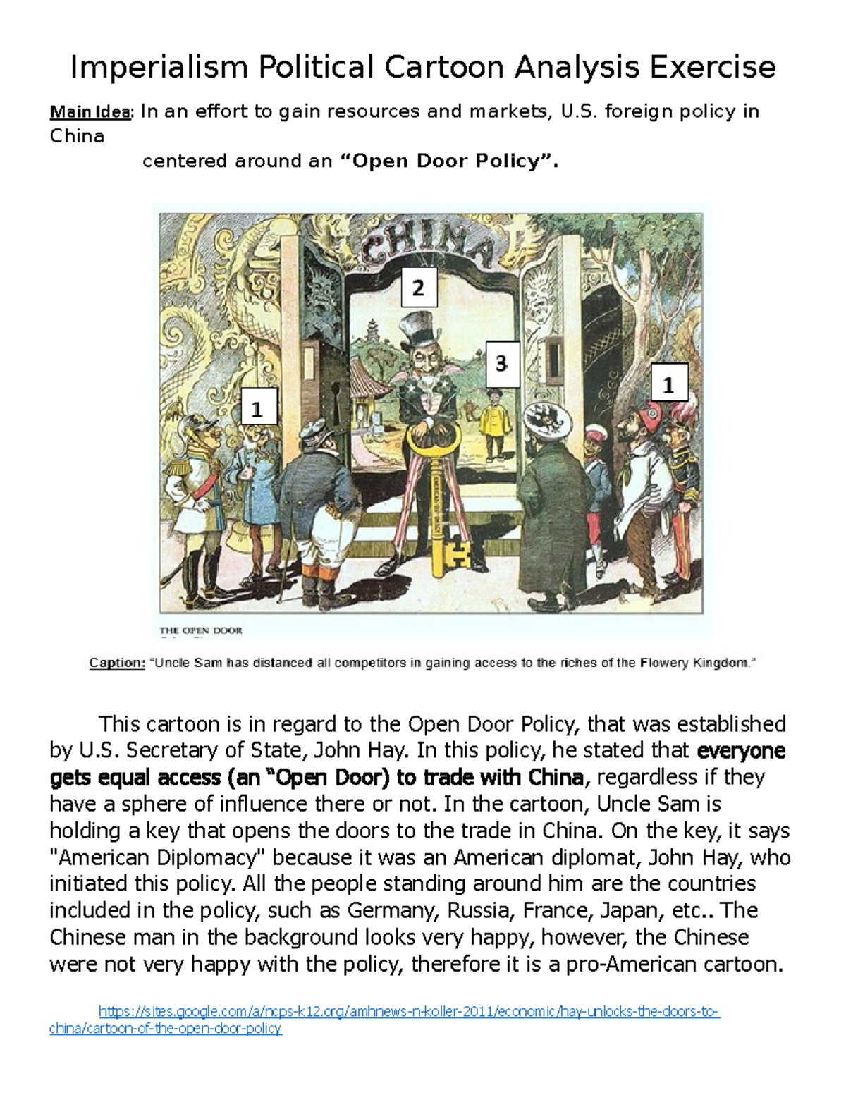 Imperialism Political Cartoon Explanation Analysis - Open Door ...