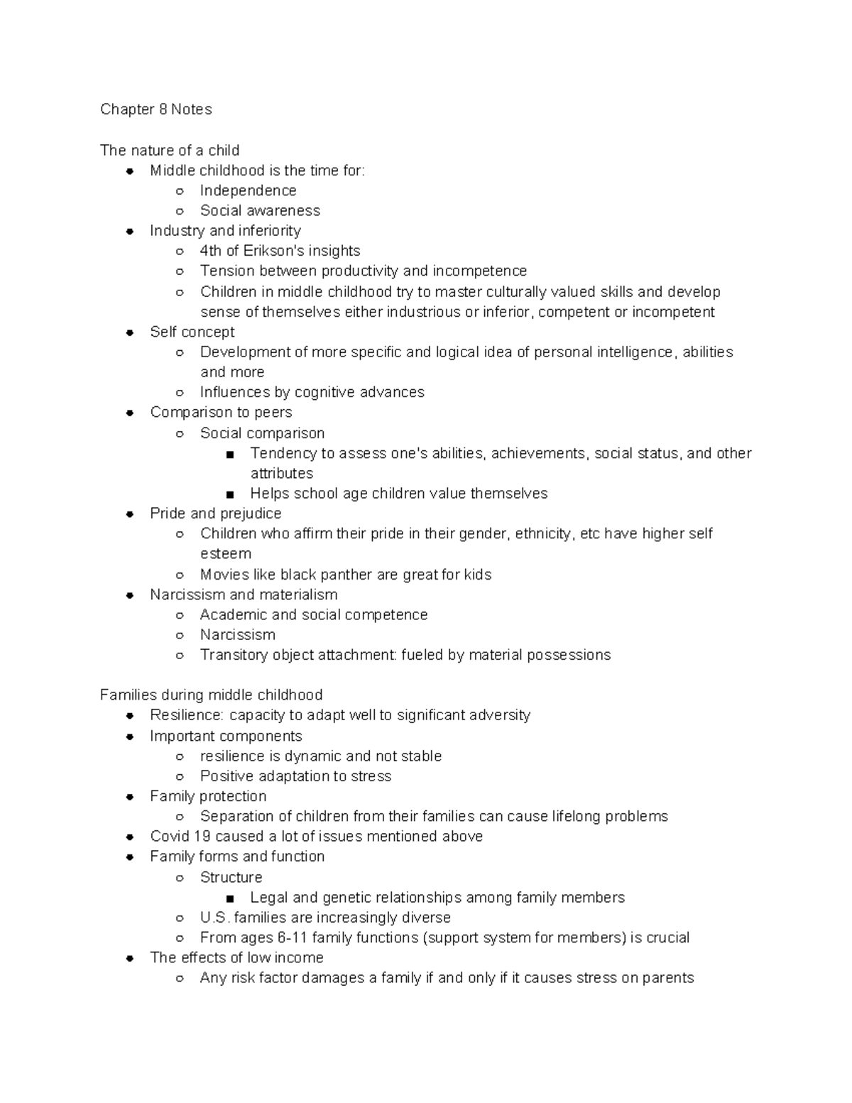 Chapter 8 Notes: Insights into Middle Childhood Development - Studocu