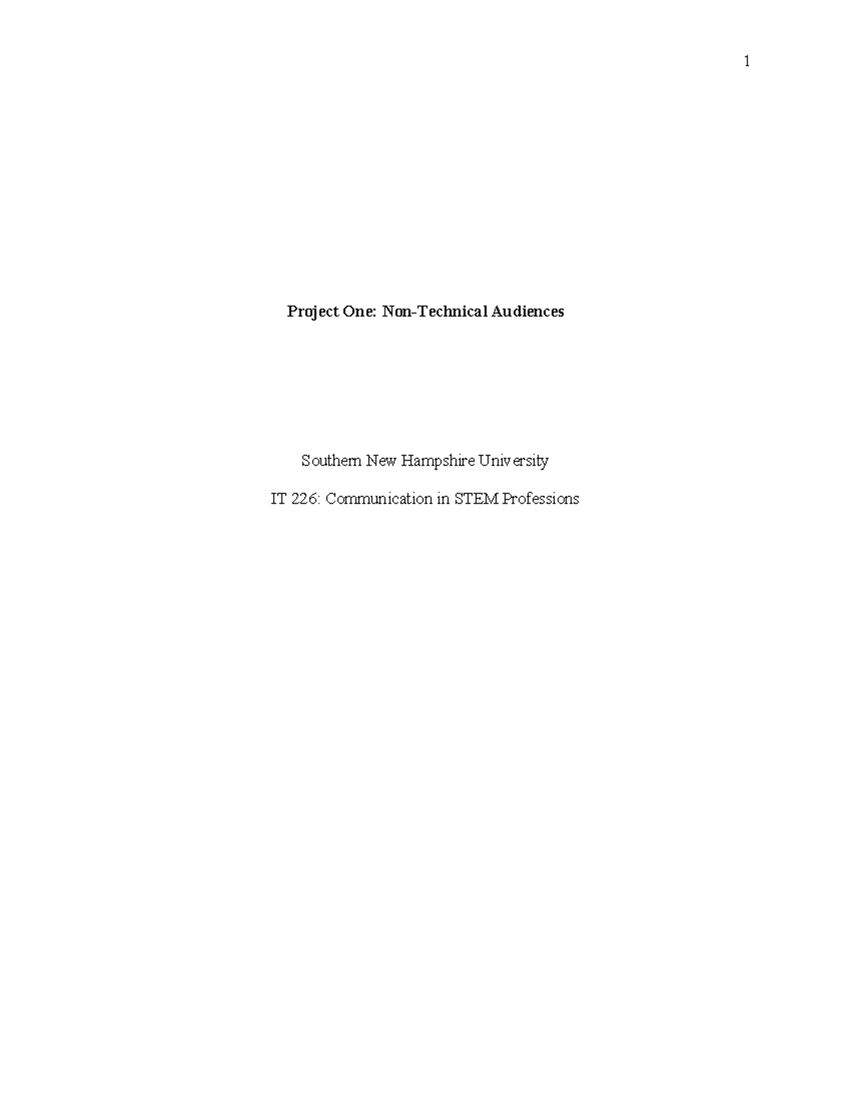IT 226 Project Design Brief for upload - Project One: Non-Technical ...