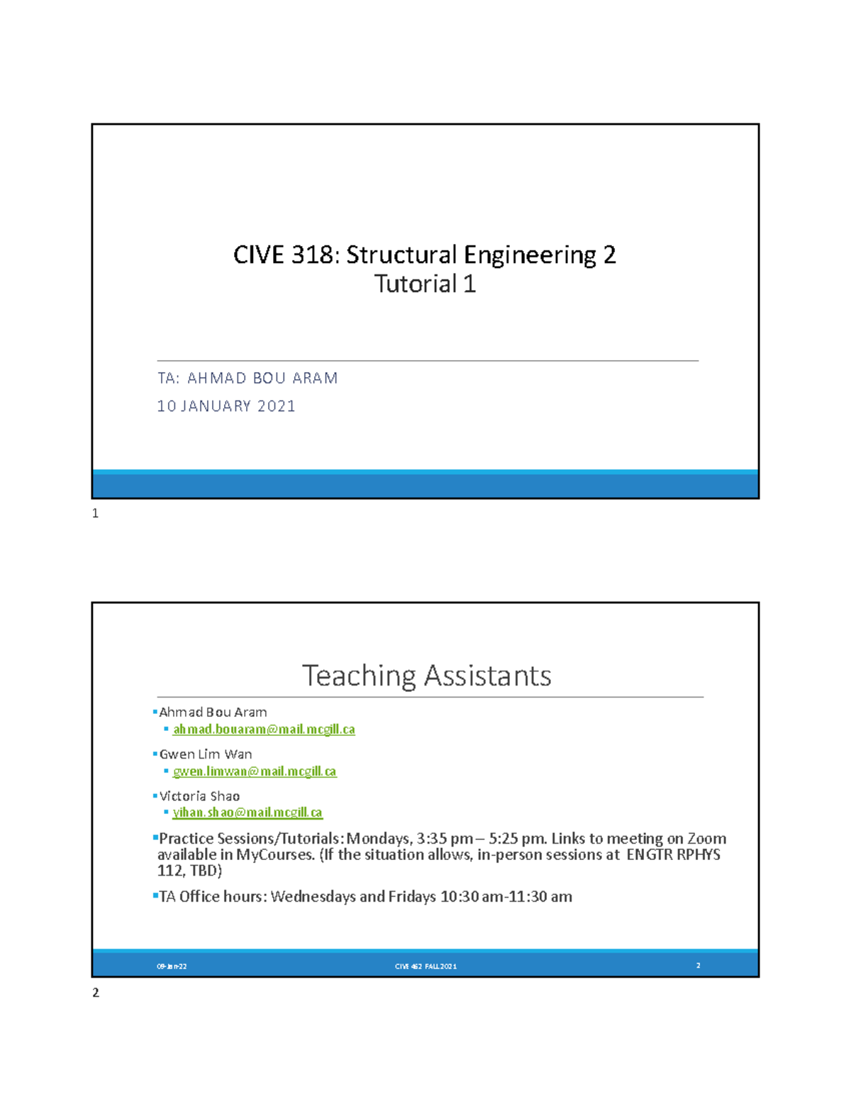 CIVE 318 Tutorial 1 - CIVE 318: Structural Engineering 2 Tutorial 1 TA: AHMAD BOU ARAM 10 ...