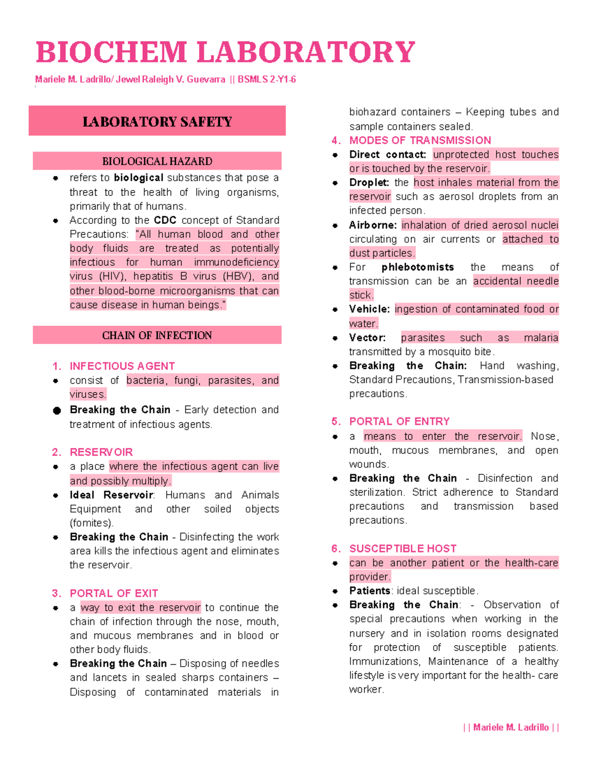 BIOCHEM 101: Laboratory Safety Guidelines and Biological Hazards - Studocu