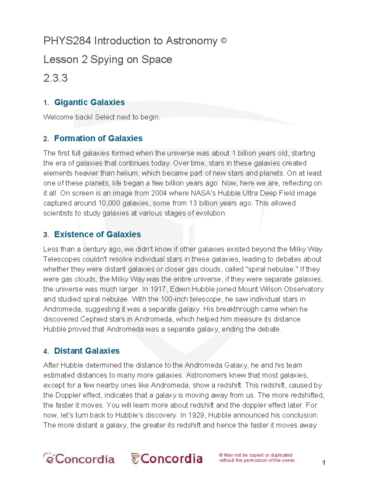 PHYS284 Lesson 2.3.3 Transcript: Exploring Galaxies and the Universe ...