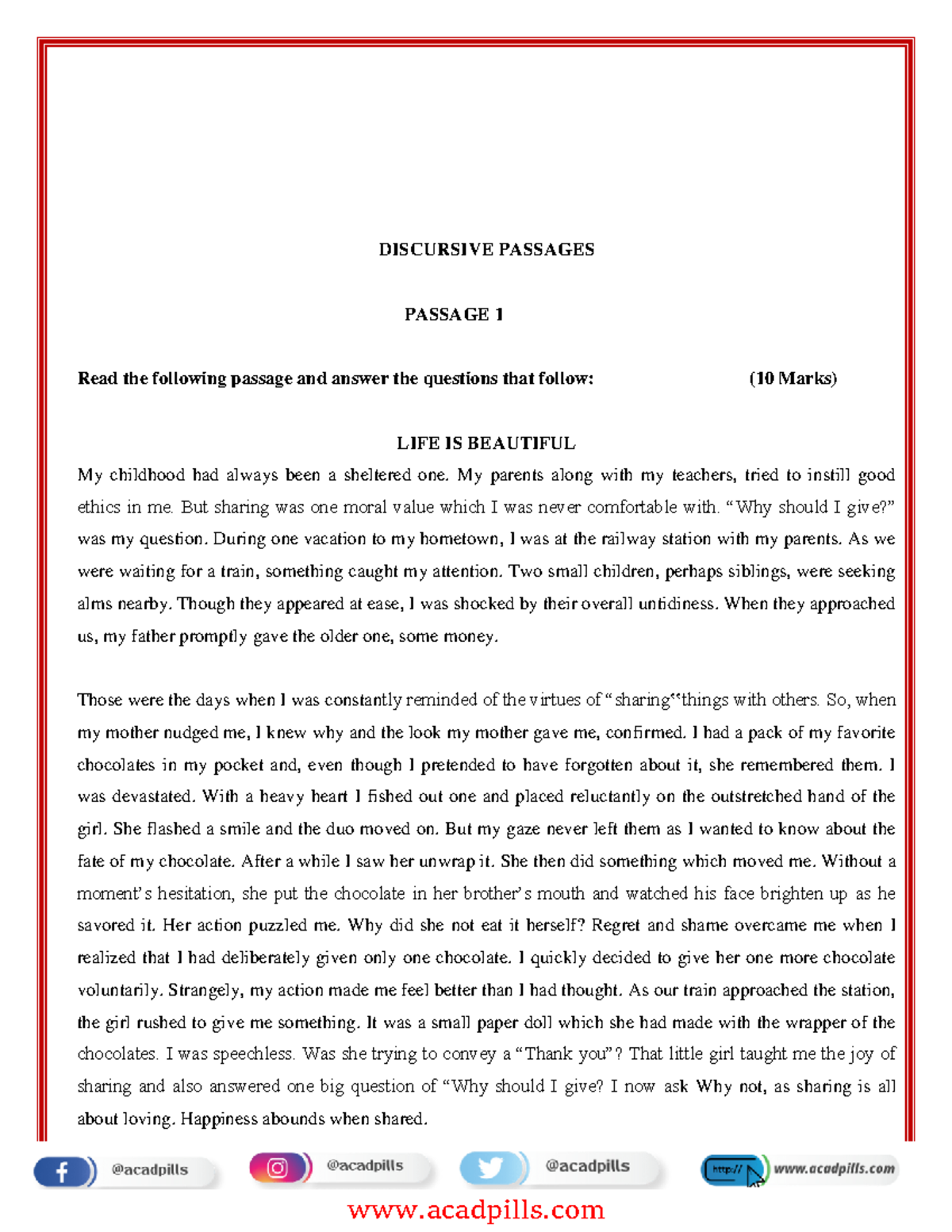 11th Grade Holiday Homework: Unseen Passage Analysis - Studocu