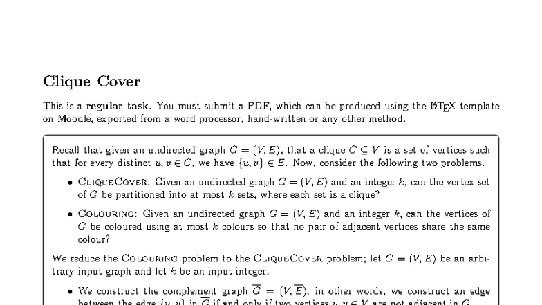 COMP3121 Clique Cover and Colouring Problem Analysis - Studocu