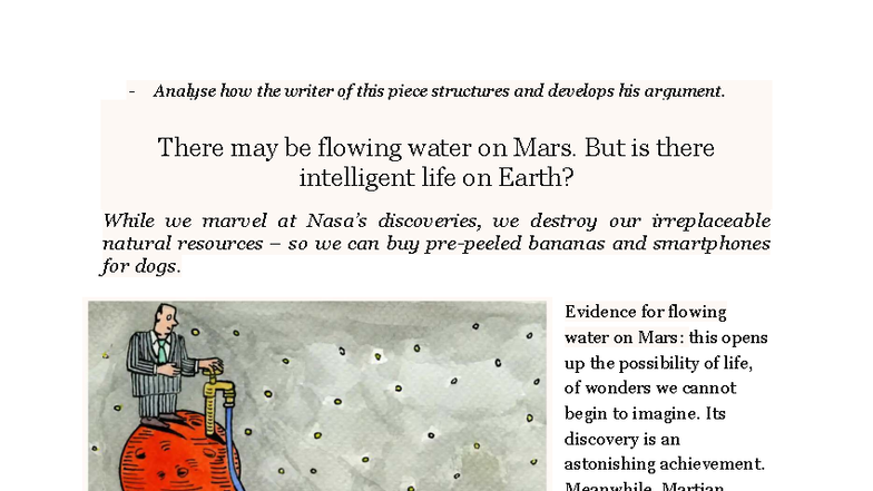 Water on Mars: A Critical Analysis of Environmental Neglect - Studocu