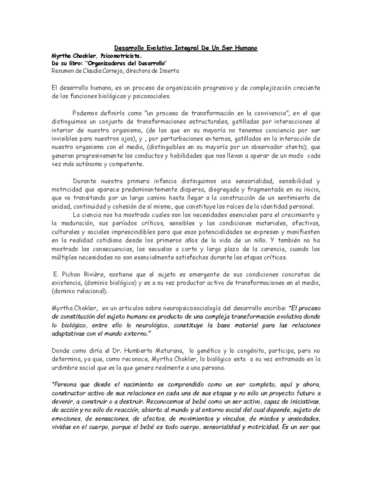 Desarrollo evolutivo integral - Myrtha Chocler - Desarrollo Evolutivo ...