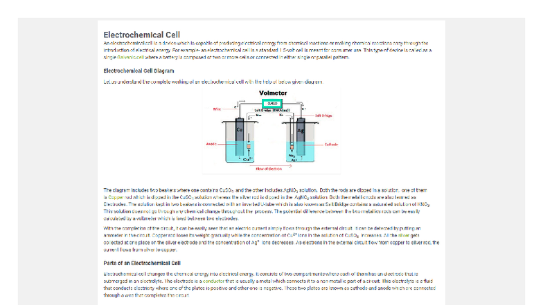 Electrochemical Cell Overview - Electrochemistry Course Notes - Studocu