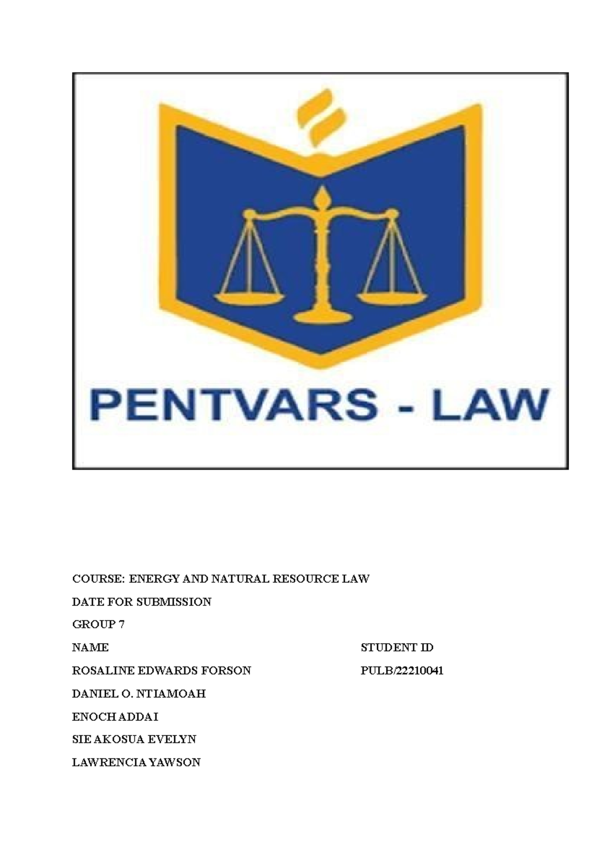 Final Work on Energy and Natural Resource Law (ENRL 101) - Studocu