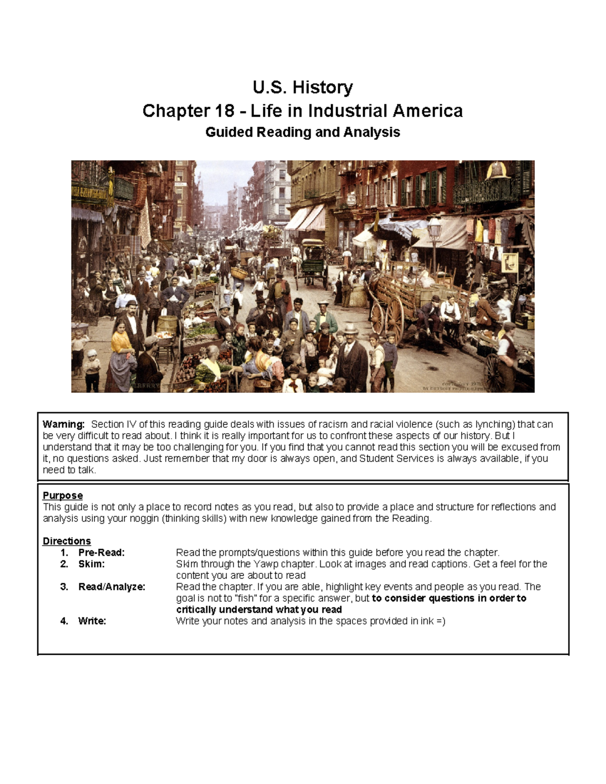 U.S. History Chapter 18 Guided Notes: Life in Industrial America - Studocu