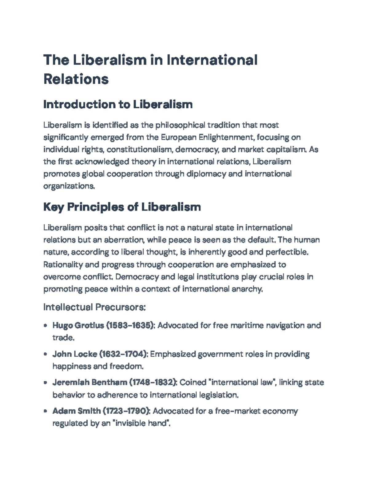 Liberalism in International Relations: Theories and Perspectives - The ...
