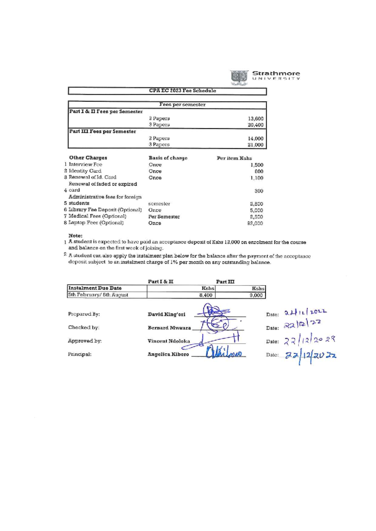 CPA EC 2023 Fee Schedule and Payment Details - Studocu