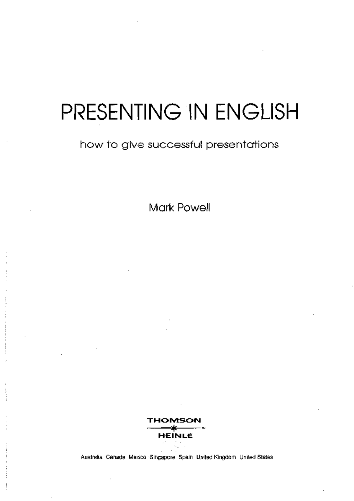 Title: Presenting in English (Course Code: ENG101) - Effective ...