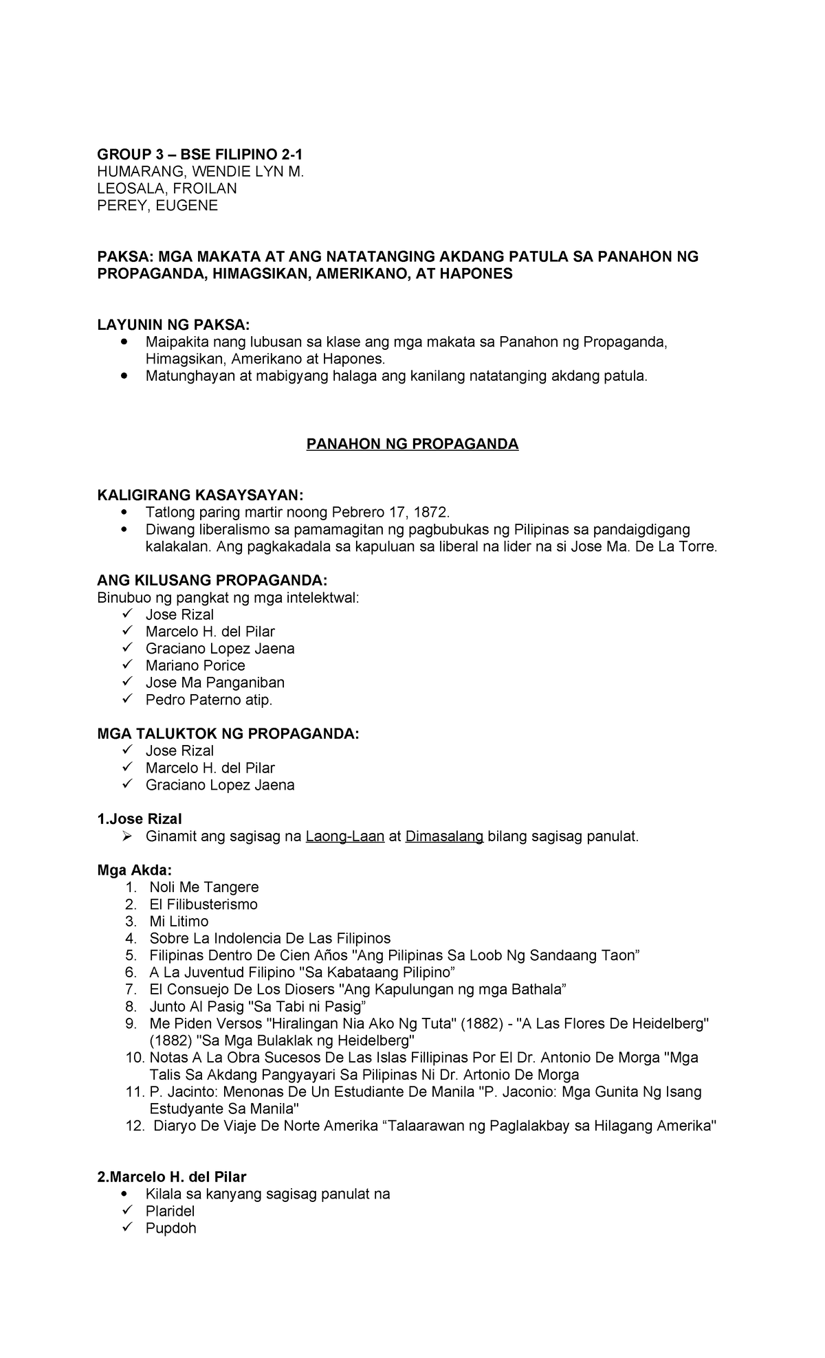 Group 3 - BSE FILI63: Mga Makata at Akdang Patula sa Iba't Ibang ...