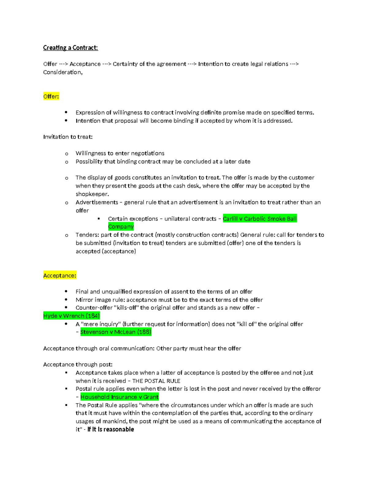 Contract Law Flowchart: Key Concepts and Principles - Studocu