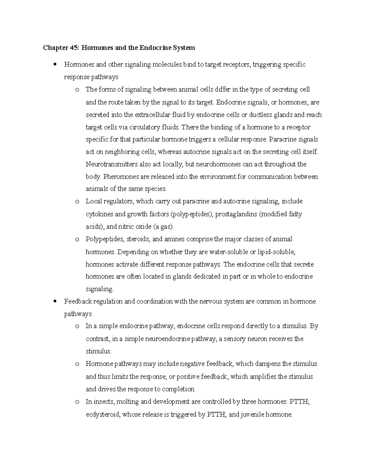 Biology Chapter 45 - Chapter 45: Hormones and the Endocrine System ...