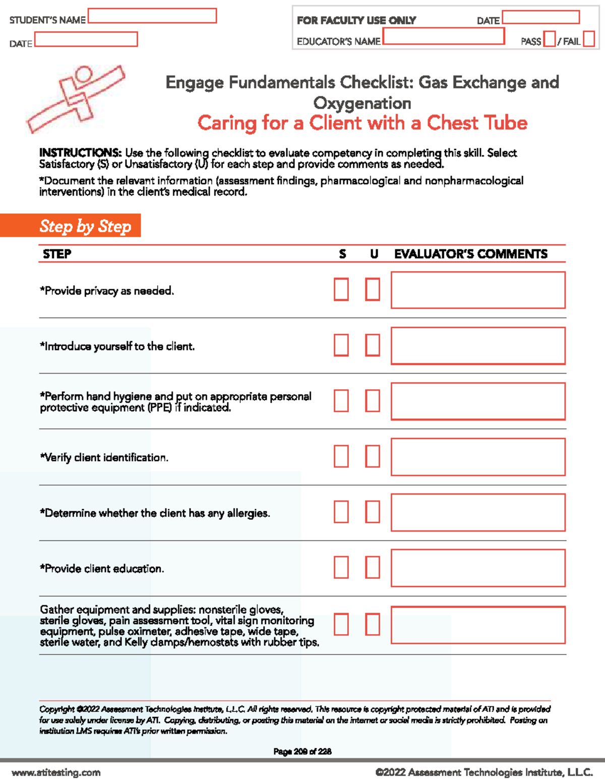 Chest Tube Check Off: Competency Checklist for Nursing Skills - Studocu