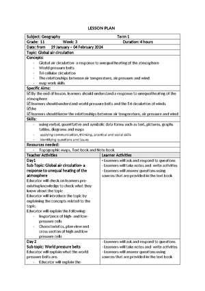 WEEK 1 OF TERM1MAP WORK Skills Lesson PLAN 1 - LESSON PLAN Subject ...