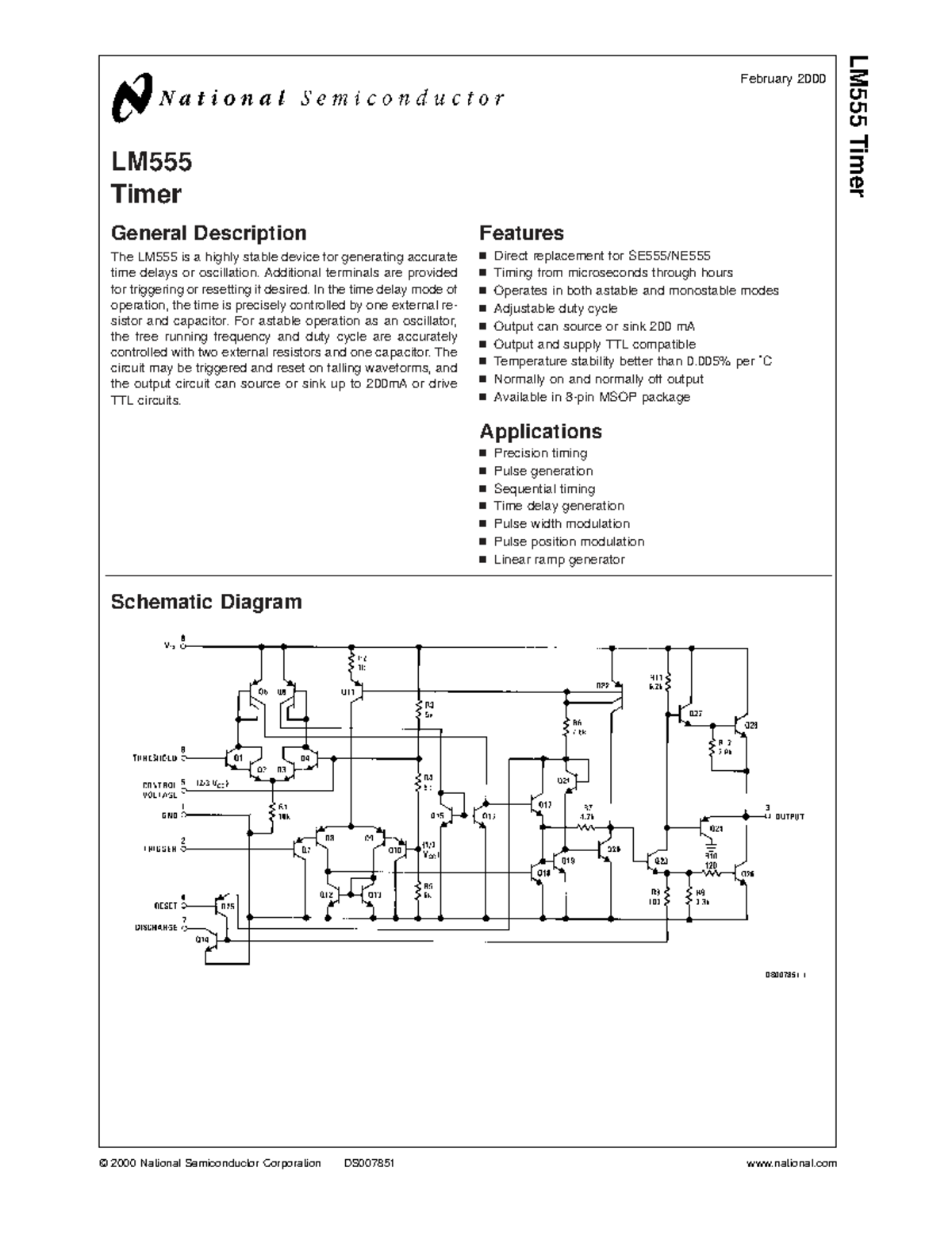 LM555 Timer: General Description and Features Overview - Studocu