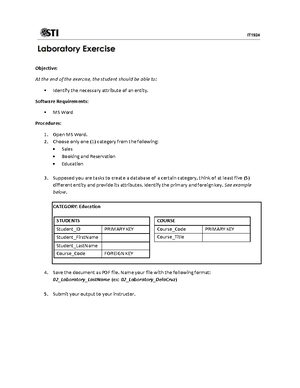 05 Laboratory Exercise 1(11) - IT 05 Laboratory Exercise 1 *Property of ...