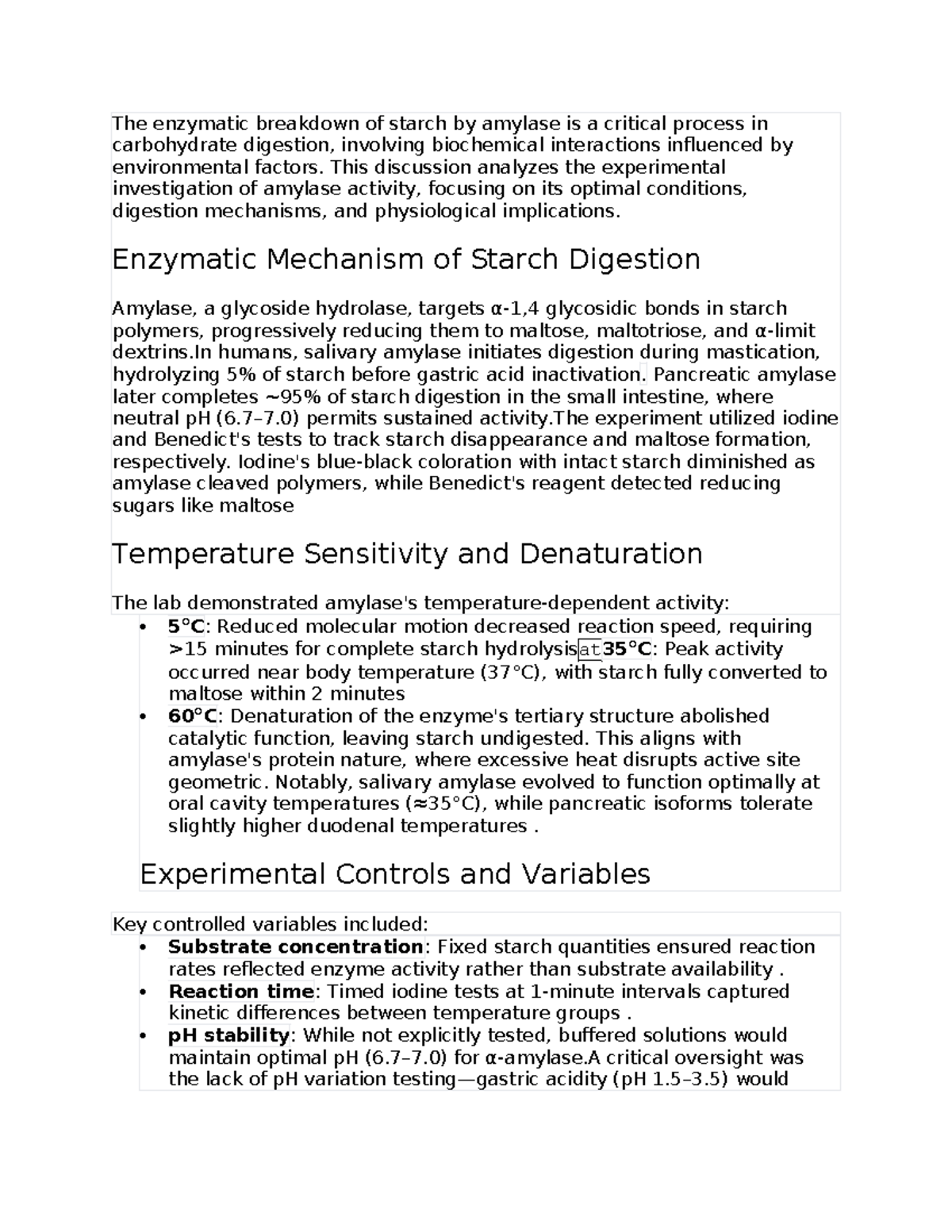 Plant Biochemistry Report 3: Amylase Activity & Starch Digestion ...