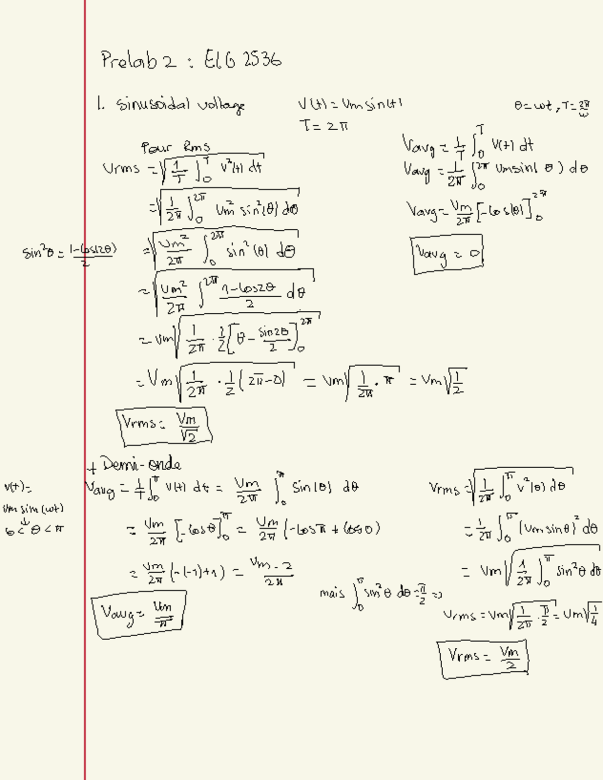 ELG 2536 - Prelab 2: Sinusoidal Voltage Analysis - Studocu