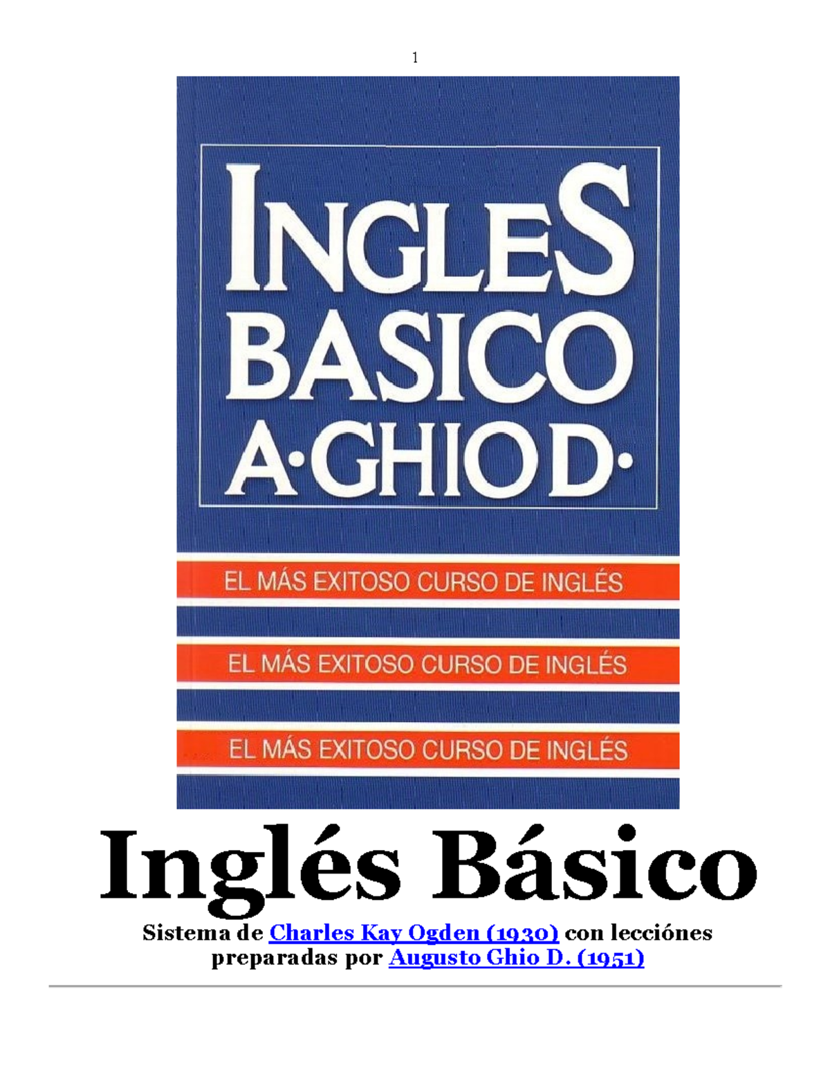 Inglés básico A - Lecciones 1 a 6 de Augusto Ghio D. - Studocu