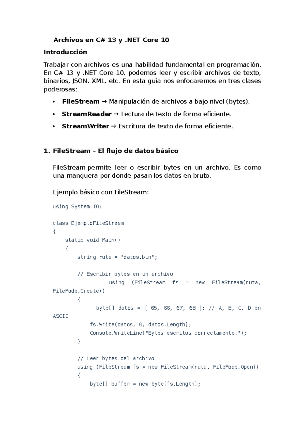 Ejercicios Resueltos Propuestos: Archivos en C# 13 y .NET Core 10 - Studocu