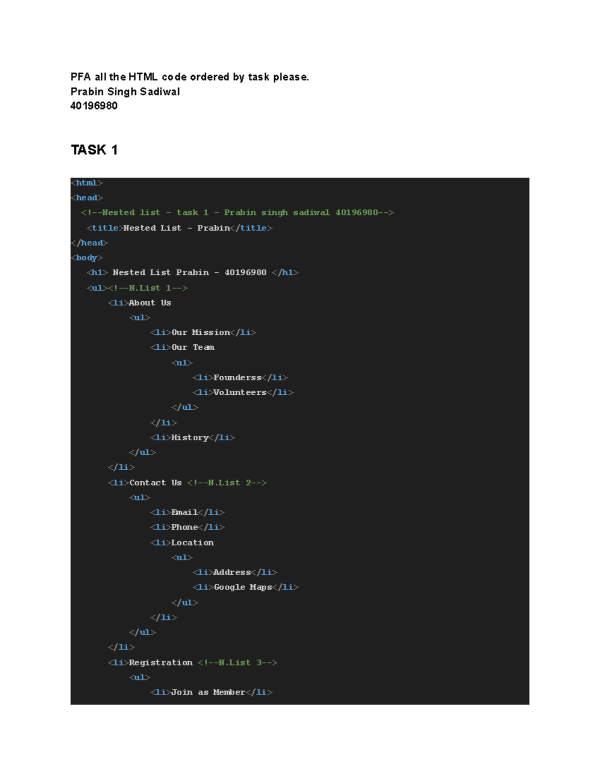 ASG1 - 40196980 - HTML Code and Web Styling Tasks - Studocu
