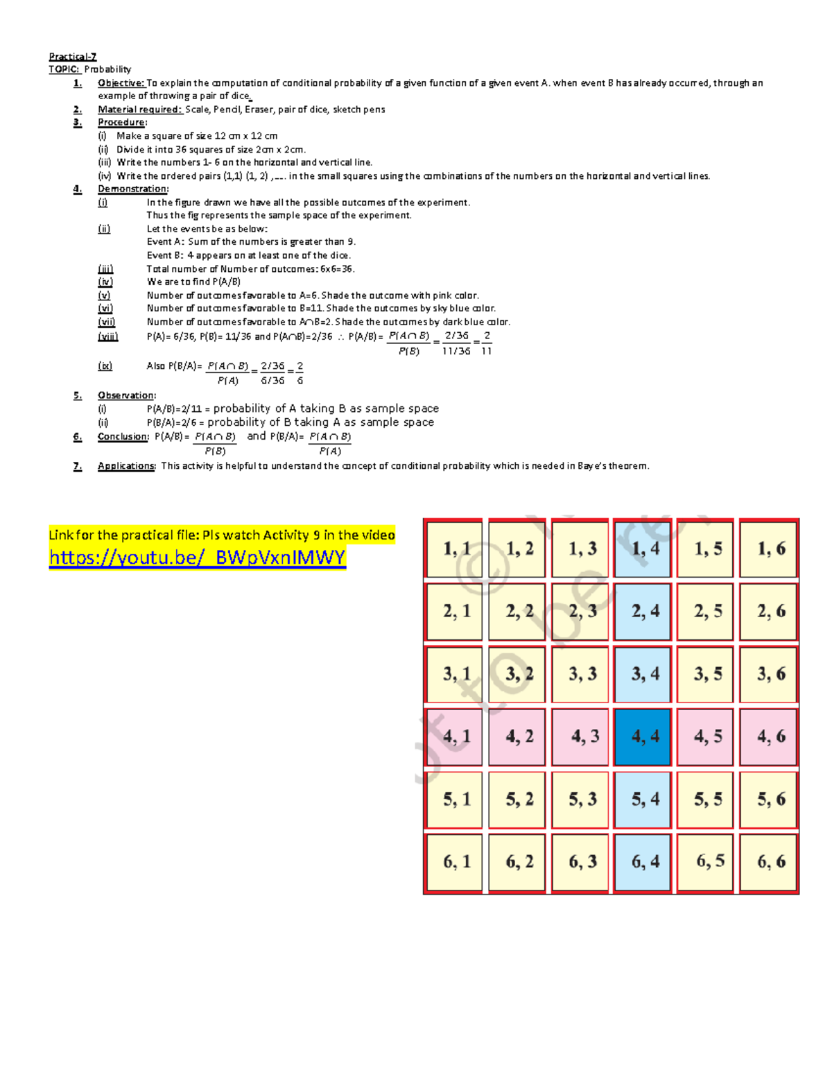 Practical 7: Understanding Conditional Probability with Dice - Studocu