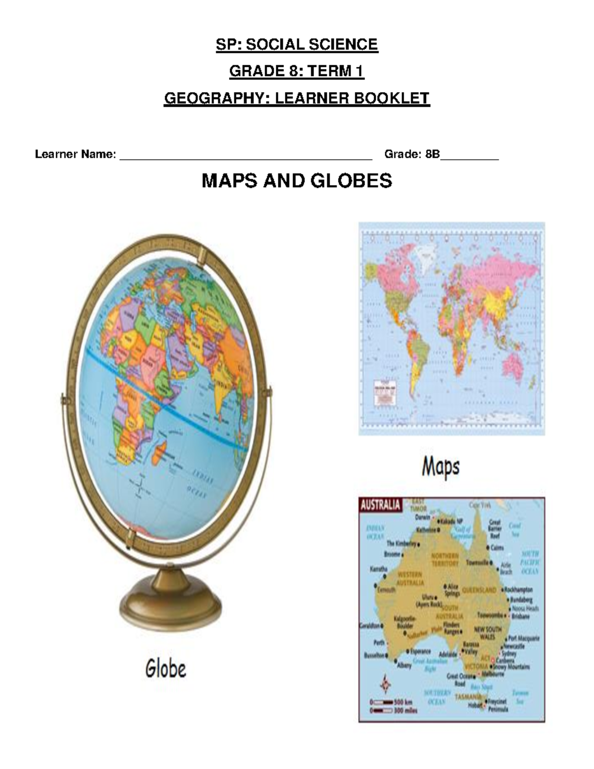 Gr8 T1 Geography: Maps and Globes Learner Booklet - Studocu