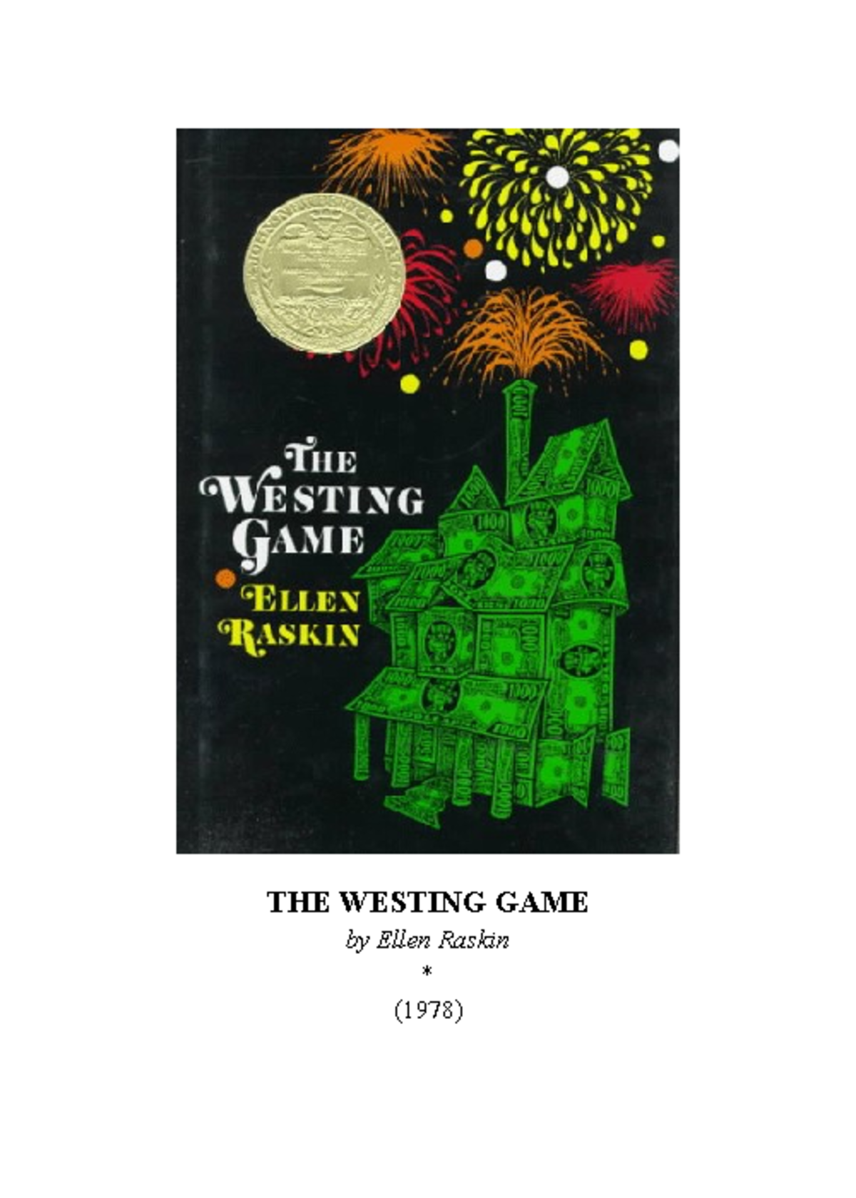 Westing Game - uuyb - THE WESTING GAME by Ellen Raskin * (1978) 1 ♦ ...