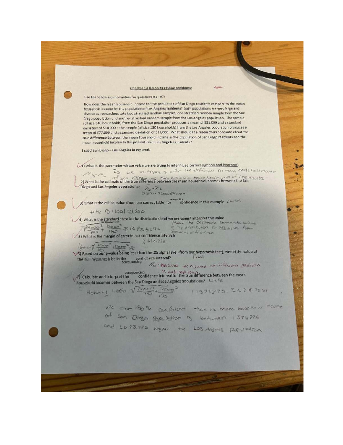 Ch 13 lesson review: Two sample t-confidence interval for means - Studocu